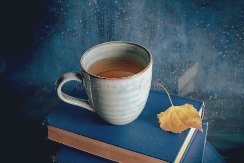 Tea and Books in Autumn on a Rainy Day Stock Image - Image of still ...
