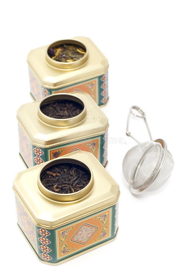 Tea Boxes with Tea Strainer Stock Photo - Image of beverage, strainer ...