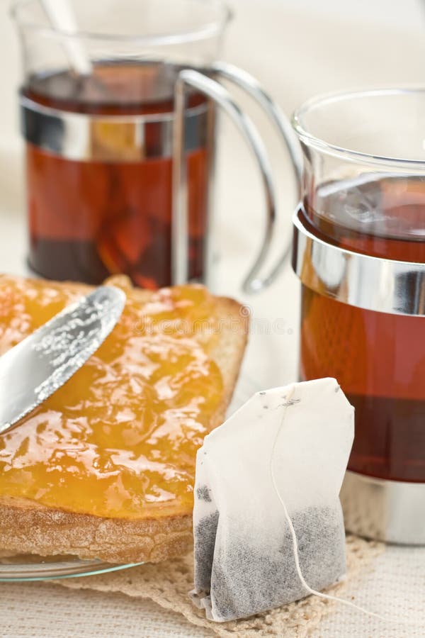 Tea bread and jam stock photo. Image of teabag, sweet - 11612116