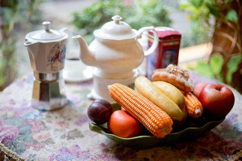 Tea Break stock photo. Image of fruit, view, table, relax - 45820434