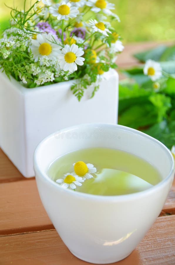 Tea Break in Garden Terrace Stock Image - Image of garden, chamomile ...