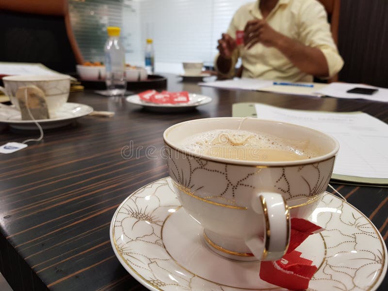 Tea Break during Office Meeting Stock Image - Image of break ...