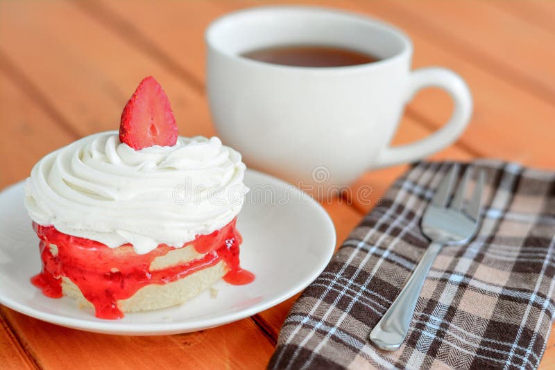 Tea Break with Strawberry Cake Stock Image - Image of sweet, dish: 63924997