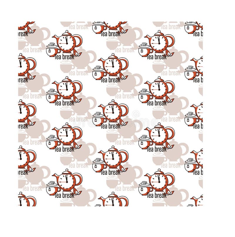 Tea Break. Clock, Tea Time Icon, Emblem. Green Tea. Cup, Green Fresh ...