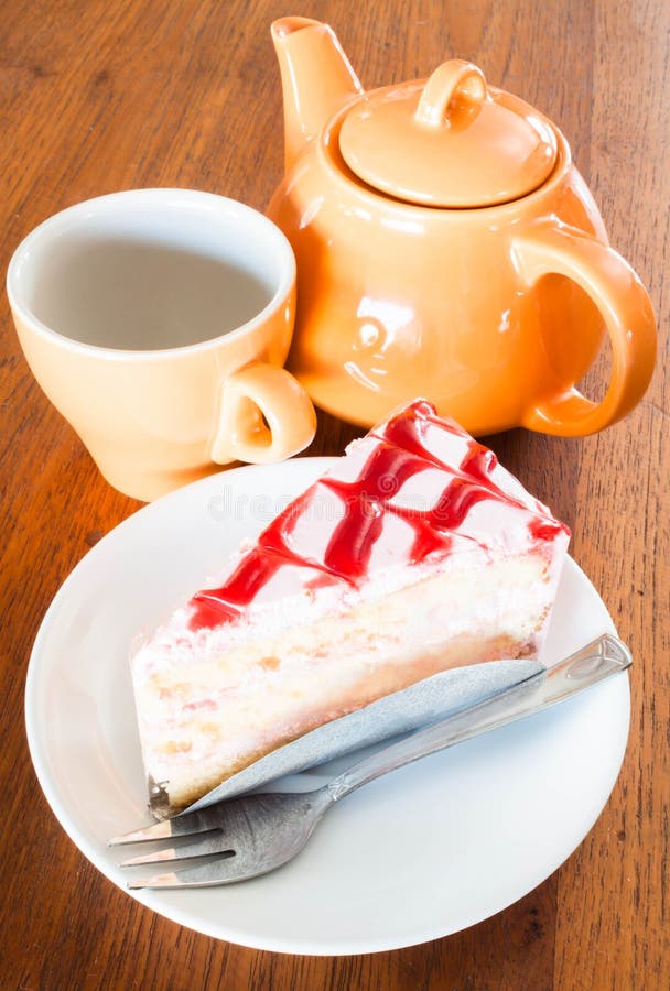 Tea Break with White Chocolate Cake Stock Image - Image of pastry ...