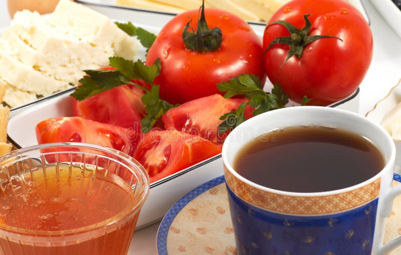 Tea and breakfast stock image. Image of catering, tomato - 767837