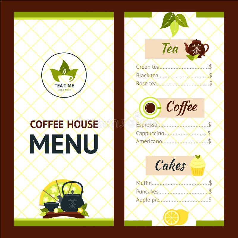 Tea Cafe Menu Vector Design Illustration Stock Vector - Illustration of ...