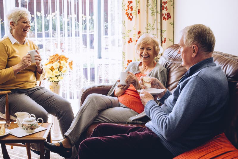 Tea and Cake at the Care Home Stock Image - Image of living, friends ...