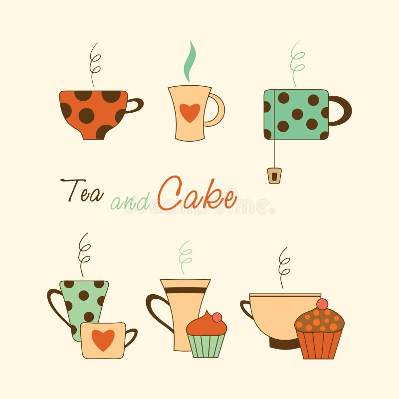 Tea and cake icon set stock vector. Illustration of bakery - 66082711