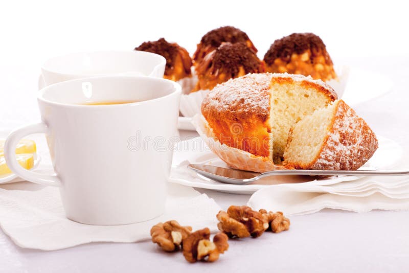 Tea with cakes stock photo. Image of nuts, curve, dish - 15051700