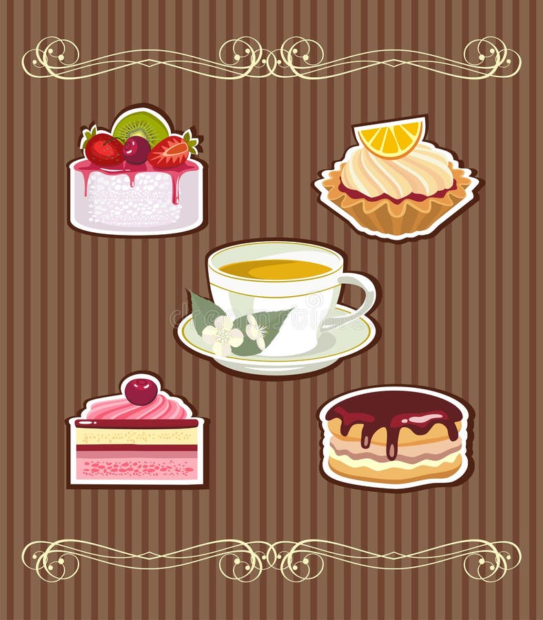 Tea and cakes stock vector. Illustration of expensive - 33380750