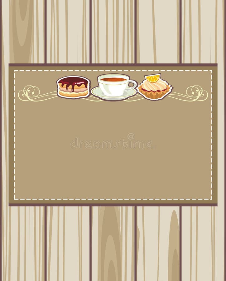 Tea and cakes stock vector. Illustration of orange, cake - 33380801