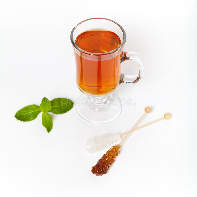 Tea with Candy Brown Sugar on a Sticks Stock Image - Image of ...