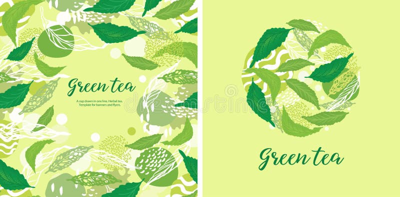 Tea Card Design. Square Banner. Tea Time Stock Vector - Illustration of ...