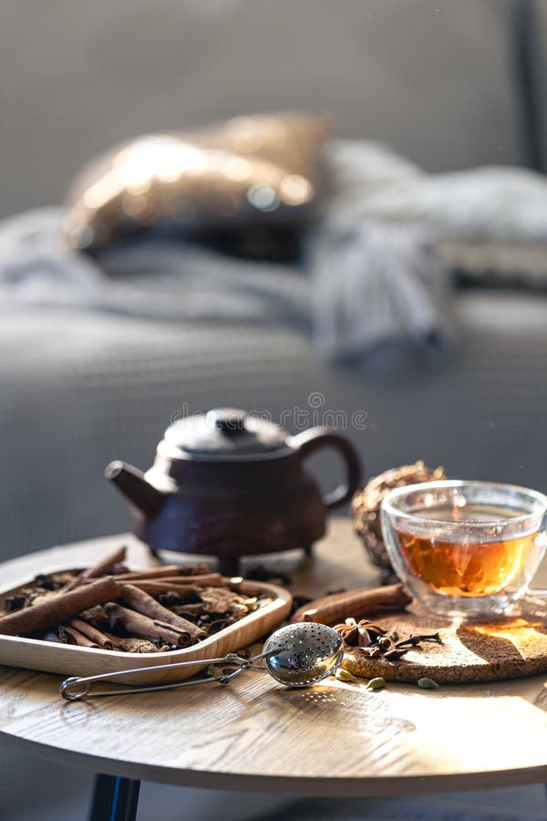 Tea Ceremony, Glass Cup of Black Tea and Teapot, Different Types of ...