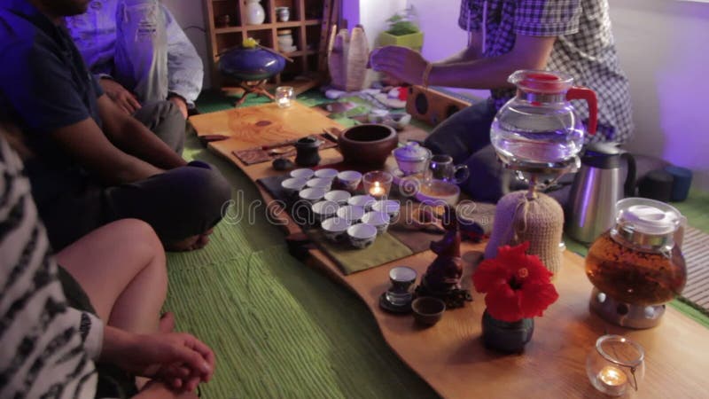 Tea Ceremony Performance at Chinese Room Interior Stock Footage - Video ...