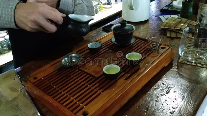 Tea Ceremony Performance at Chinese Room Interior Stock Video - Video ...