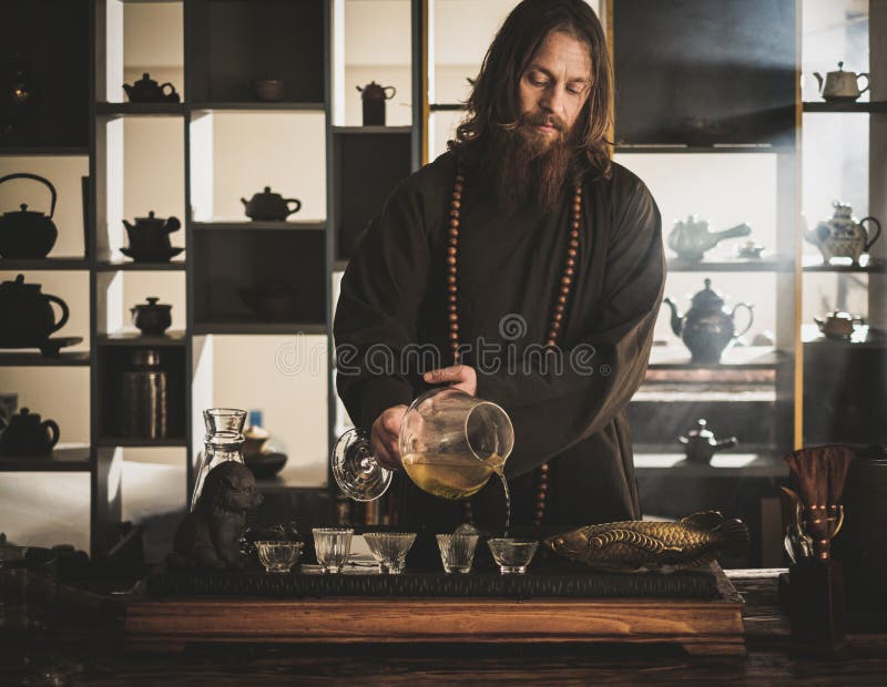 Tea Ceremony is Performed by Tea Master Stock Image - Image of ceramic ...