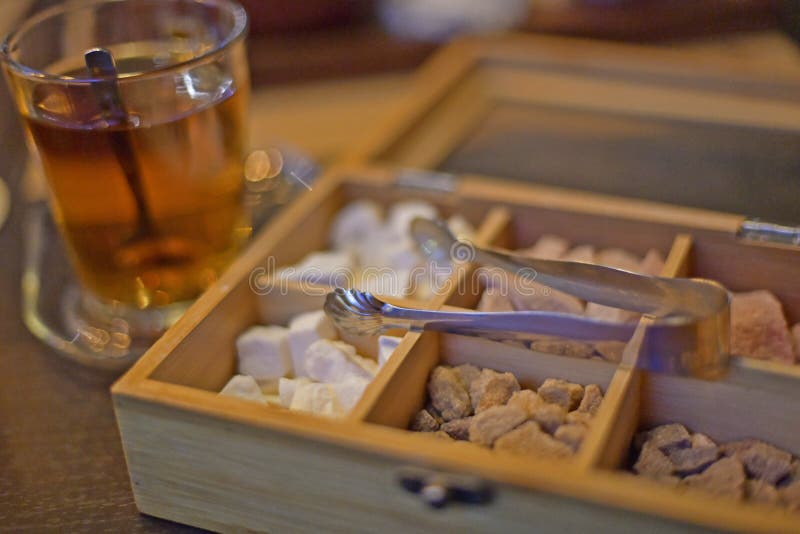 Tea Set, Different Types of Sugar, Restaurant Serving. Stock Image ...