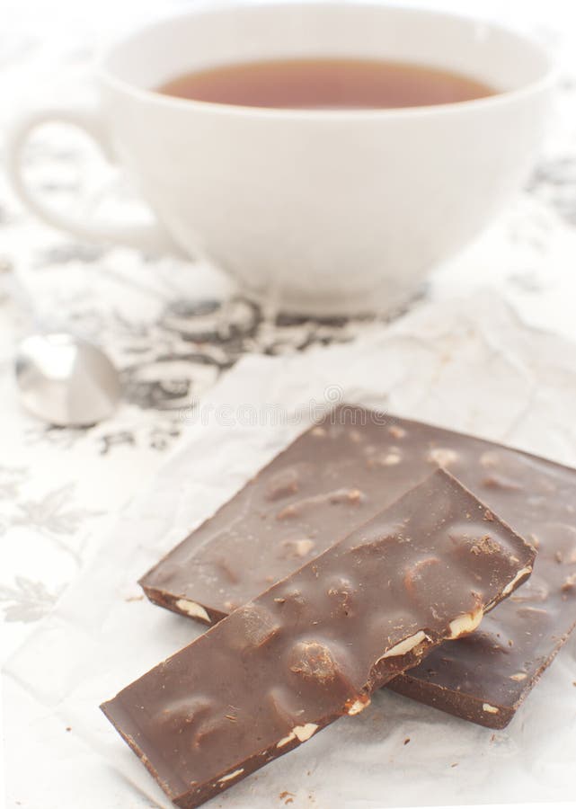 Tea and chocolate stock photo. Image of white, plate - 25071434