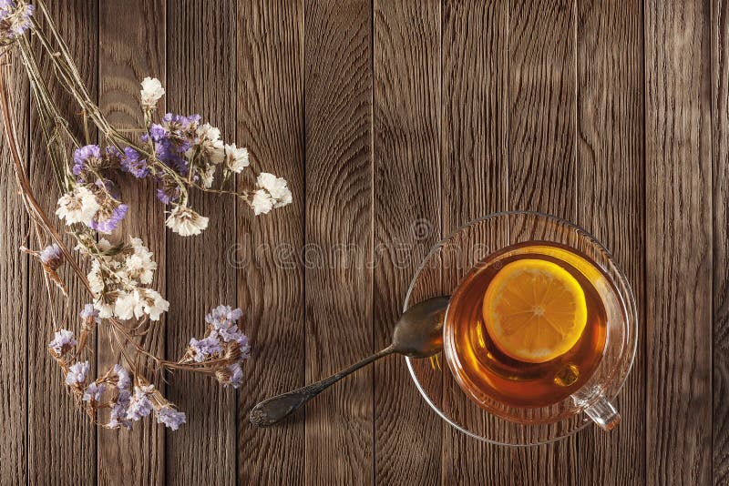 Tea on a Clean Table with Wildflowers Stock Image - Image of green ...