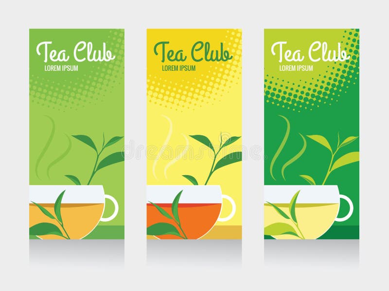 Tea Club and Tea Cup Banner Stock Vector - Illustration of lemon ...