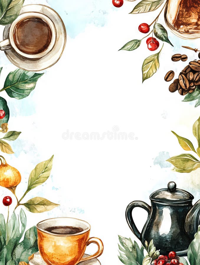 Tea and Coffee Background Graphic Stock Illustration - Illustration of ...