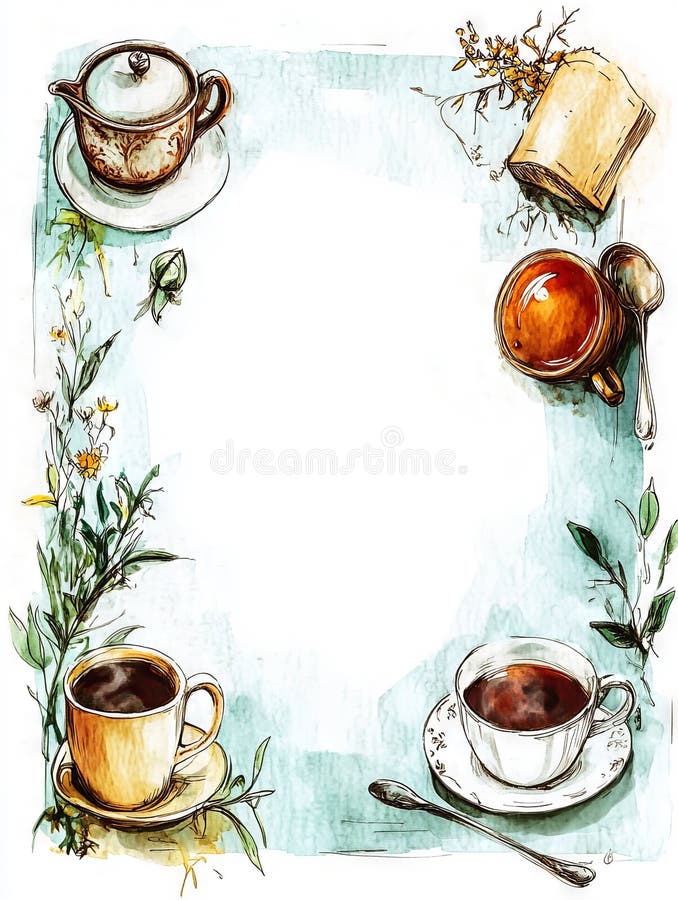 Tea and Coffee Background Graphic Stock Illustration - Illustration of ...