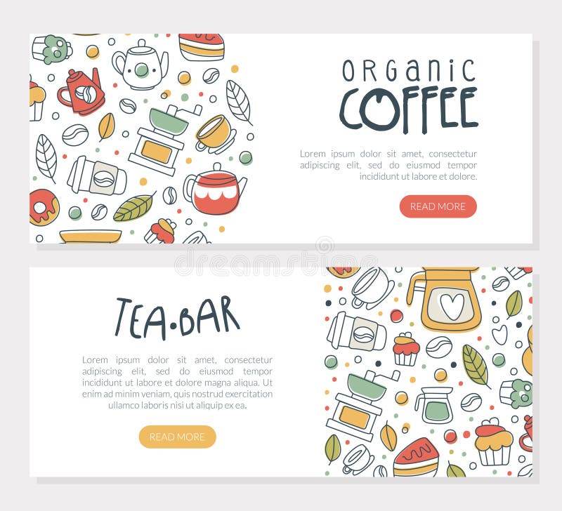 Tea and Coffee Bar Advertising Landing Page Vector Template Stock ...