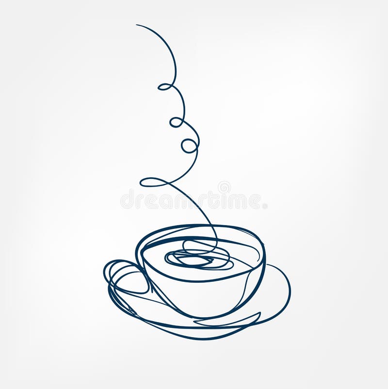 Tea Coffee Cup One Line Vector Design Element Isolated Stock ...