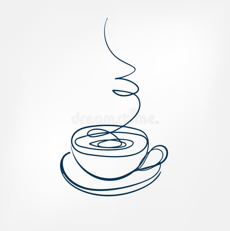 Tea Coffee Cup One Line Vector Design Element Isolated Stock ...