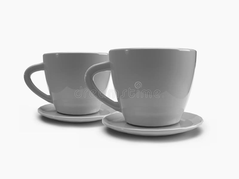Tea and Coffee Cup on Plate 3D Illustration Mockup Scene Stock ...