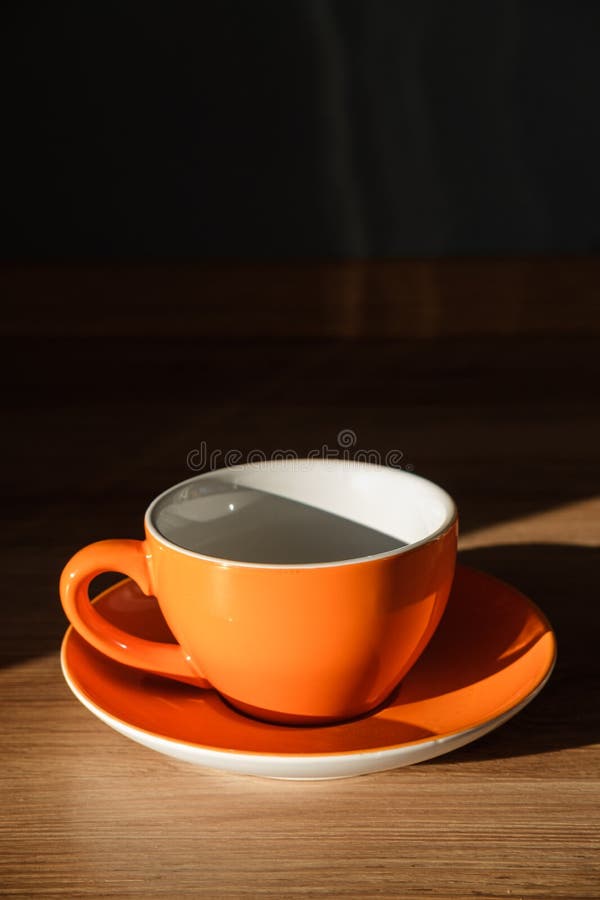 Tea and Coffee Cup and Plate Orange and White Colour Stock Photo ...