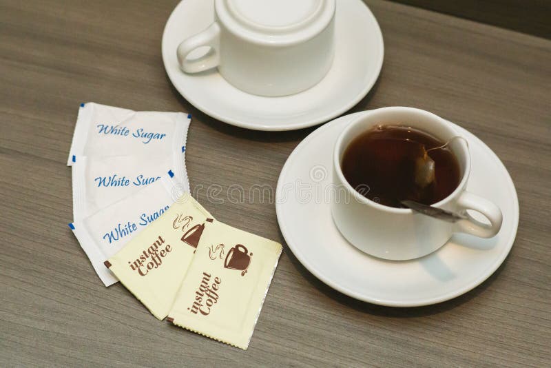 Tea and Coffee Essentials on a Wooden Table Stock Photo - Image of calm ...