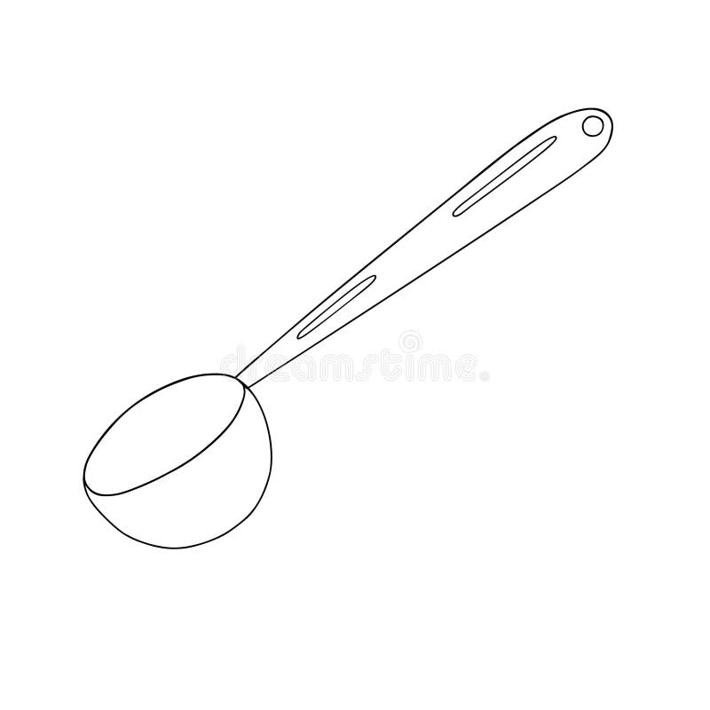 Tea, Coffee or Spice Spoon Outline Doodle Hand Drawn Vector ...