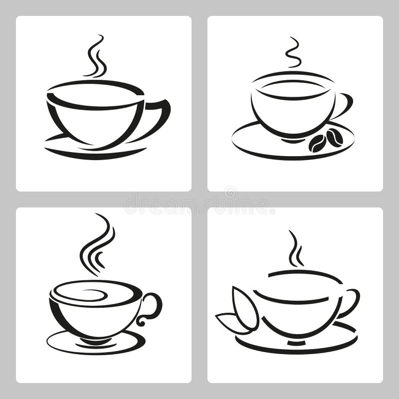 Vector Set of Cups Icon for Tea and Coffee Stock Vector - Illustration ...