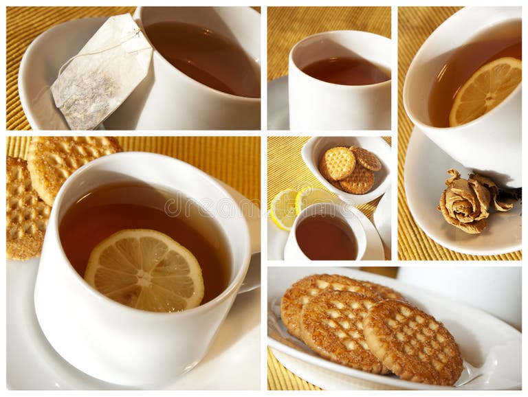 Tea collage stock image. Image of morning, croissant - 17611269