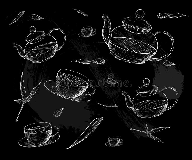 Tea Collection. Hand Draw Illustration. Tea Time. Tea Cup, Teapot Stock ...