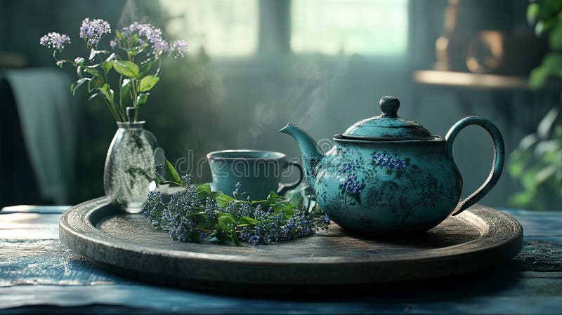 Tea Composition Herbs Vintage Teapot Wooden Tray Stock Photos - Free & Royalty-Free Stock Photos ...