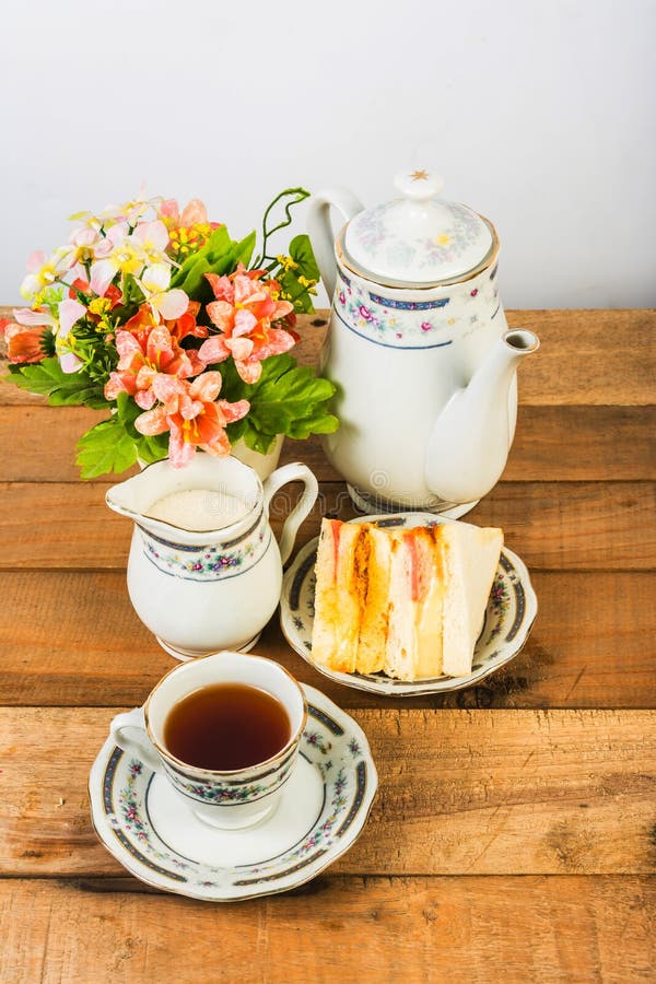 Tea Composition, Tea Set, Picture Style Vintage Stock Image - Image of ...