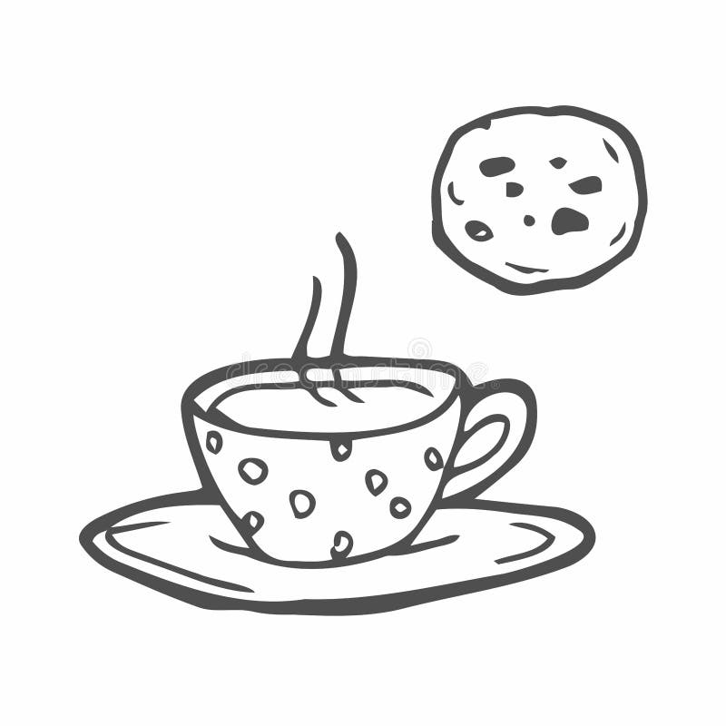 Tea and Cookie Hand Drawn Sketch Doodle Vector Illustration Stock ...