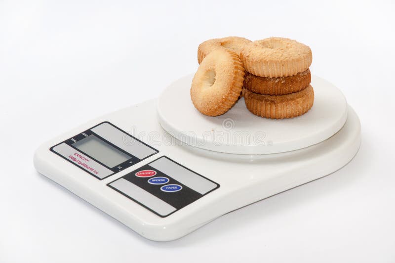 Tea Cookies Arranged on a Digital Scale To Measure Stock Image - Image ...