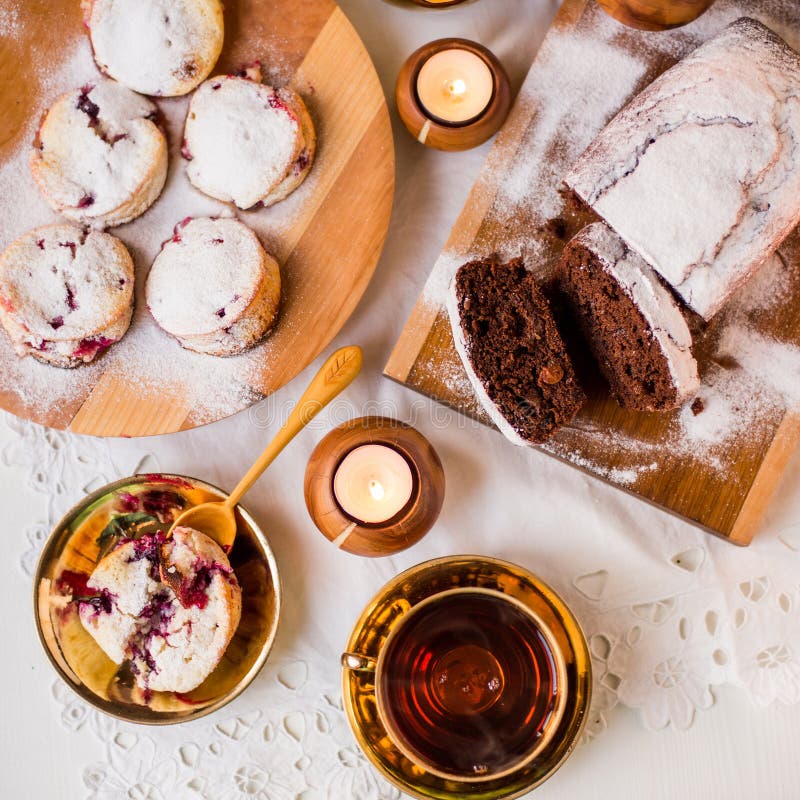 Tea with cookies stock photo. Image of dessert, chocolate - 92334000