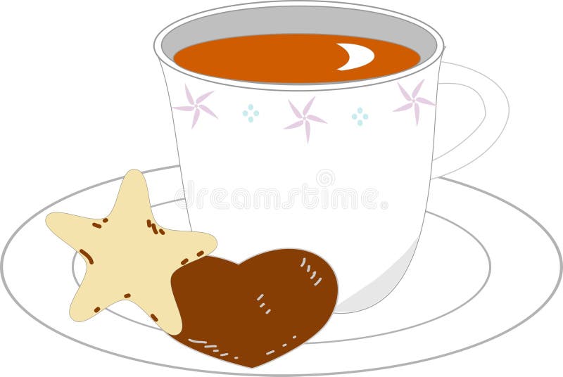 Tea with cookies stock vector. Illustration of ceramic - 266139368
