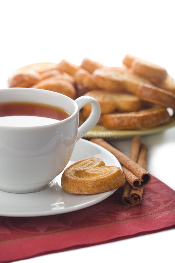 Tea and cookies isolated stock photo. Image of aromatic - 13020682