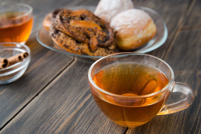 Tea with cookies stock photo. Image of brunch, glass - 71667436