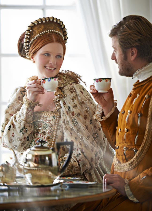 Tea with the Countess. a King and Queen Taking Tea Together at Home ...