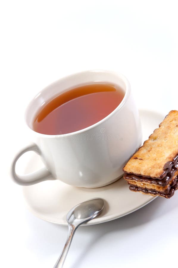 Tea and Crackers with Chocolate Stock Image - Image of meal, breakfast ...