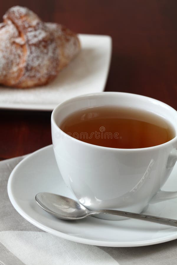 Tea and croissant stock photo. Image of tasty, breakfast - 12645390