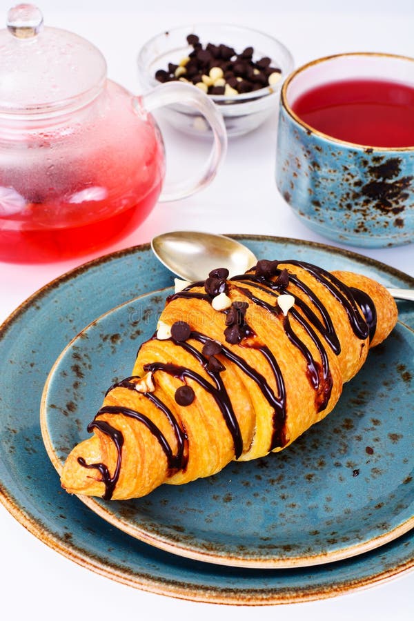 Tea and Croissant. French Breakfast Stock Image - Image of continental ...